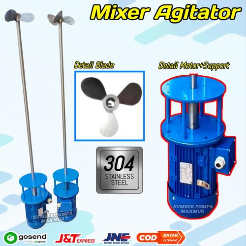 Jual Mixer agitator kimia SS304 1KW 1,5HP 220V 2P Agitator Mixer Kimia ...