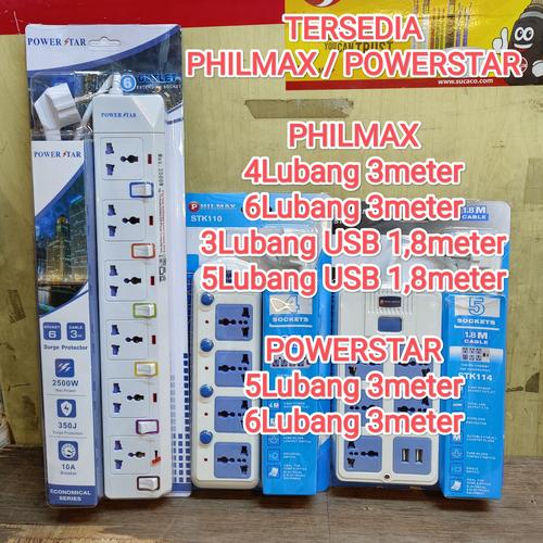 Jual stop kontak universal PHILMAX 4lubang/6lubang extension cable ...