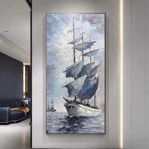 Jual lukisan dinding perahu layar modern plus bingkai - 70x120+frame ...