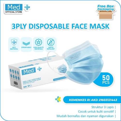 Jual Kekinian Med+ Masker 3Ply Biru 50 Pcs / Masker 3Ply Kemenkes ...