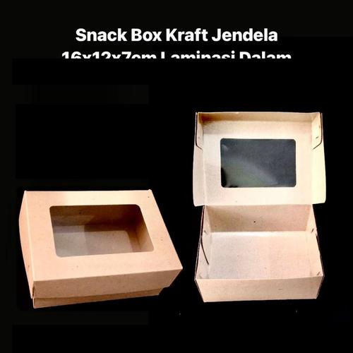 Jual Box Kraft Jendela Mika Ukuran 16x12x7cm Kotak Snack Laminasi Dalam ...