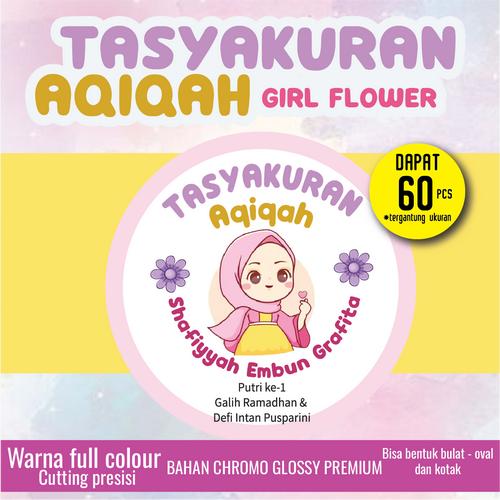 Jual label stiker tasyakuran aqiqah anak [ Girl Flower ] Ulang Tahun ...