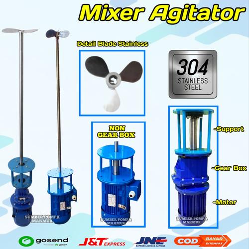 Jual Mixer agitator kimia SS304 0,75KW 1HP 220V 4P Agitator Mixer ...