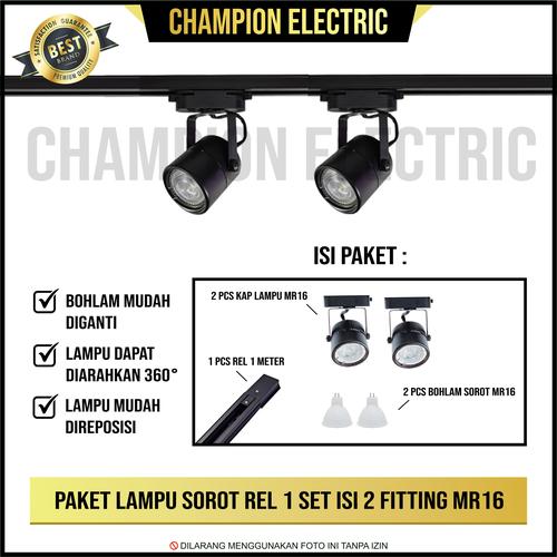 Jual Paket Lampu Sorot Rel 1 Set isi 2 Spotlight Track Light Rel 1 ...