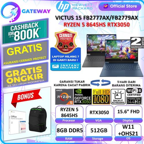 Promo HP Victus 15 Ryzen 5 8645HS RTX3050 6GB - 8GB 512GB W11+OHS 15 ...