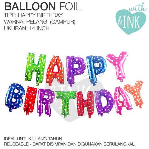 Jual Balon Foil Huruf Happy Birthday Ulang Tahun Rainbow Party Balloon ...