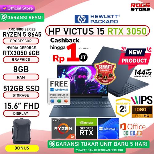 Promo HP VICTUS 15 RYZEN 5 8645HS RTX3050 8GB 512GB W11+OHS 15.6"FHD ...