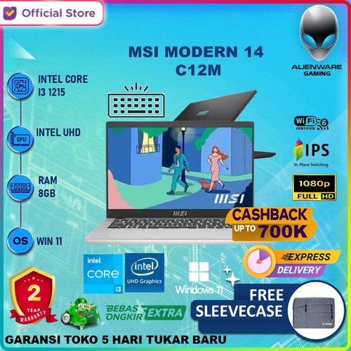 Promo MSI Modern 14 C12M - i3 1215U 8GB 256 SSD W11 + OHS 14.0FHD IPS ...