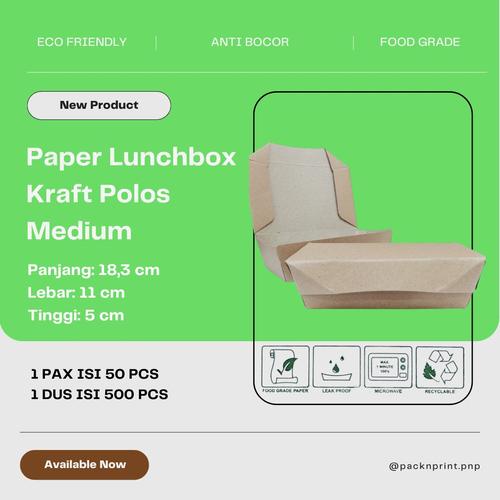 Jual Paper Lunchbox / Kotak Makan Kertas KRAFT Polos Medium 50 pcs - Kab. Tangerang - pnp ...