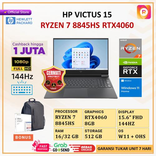 Promo HP VICTUS 15 Ryzen 7 8845HS RTX4060 8GB/ 16GB 512GB W11 OHS 15.6 ...