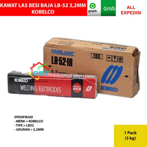 Jual kawat las besi baja 3,2mm e7018 KOBELCO LB-52-18 harga per pack ...