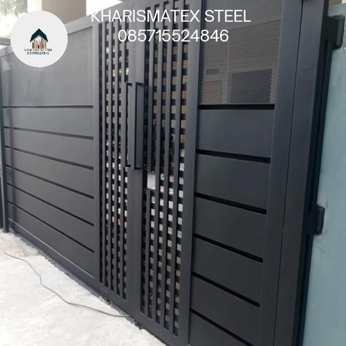 Jual pagar sliding minimalis modern plat perforated - Kota Tangerang ...