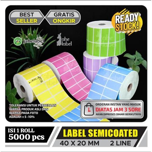 Jual LABEL STIKER SEMICOATED 40X20 MM 2 LINE LABEL BARCODE SEMICOATED ...