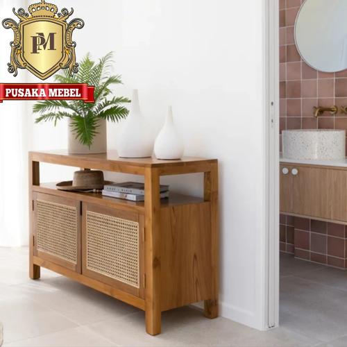 Jual meja rak cabinet penyimpanan minimalis kayu jati, bufet cabinet ...