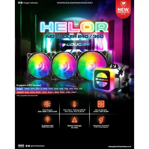 Jual Cpu Liquid Cooler Cougar Helor 240/360 RGB - AIO Cooler Cougar ...