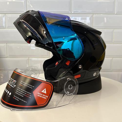 Jual Helm Touring Modular M1 Black Visor Blue + FREE Visor Clear - XXL ...
