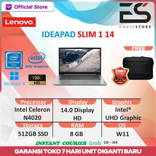 Promo Lenovo Ideapad Slim 1 14 Intel Celeron N4020 8GB 512SSD DOS 14 ...