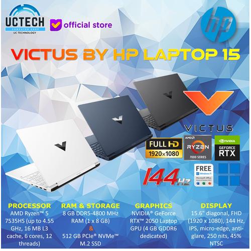 Promo HP Victus 15 Ryzen 5 7535HS 8GB 512GB SSD RTX2050 4GB 15.6″ FHD ...