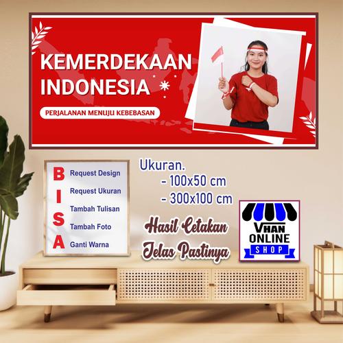 Jual Size 300x100 cm Banner MMT Spanduk HUT RI Dirgahayu Warna Merah ...