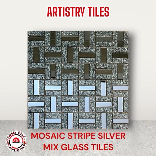 Jual Mosaic Keramik Silver Stripe Mix Mirror Kaca Dekorasi Dinding ...