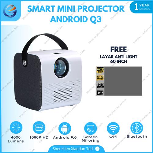 Jual Proyektor TV Digital Android Wifi Q3 4000 Lumens | Proyektor Nobar | Proyektor Mini Android ...
