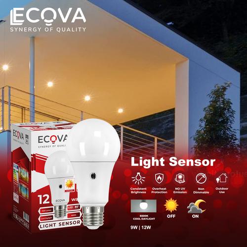 Jual Lampu LED Bulb ECOVA Light Sensor Cahaya E27 Cahaya Putih 6500K ...