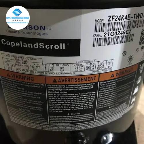 Jual Compressor Copeland ZF24K4E TWD 551/Kompresor Copeland ZF24K4E TWD 551/Copeland Scroll ...