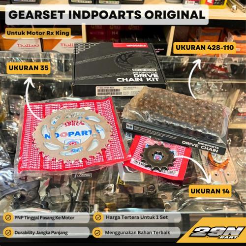 Jual GIRSET GEARSET INDOPART 14T/35T 428H-110 RANTAI SET RX KING VEGA ...