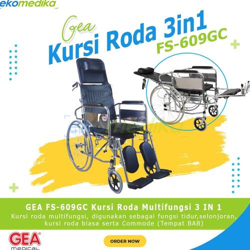 Jual STOK BARU Kursi Roda 3in1 / 3 in 1 GEA FS 609 GC Reclining Commode ...
