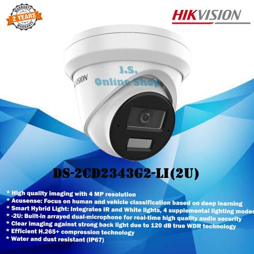 Jual HIKVISION 4 MP ACUSENSE SMART HYBRID LIGHT FIXED TURRET NETWORK CAMERA DS-2CD2343G2-LI(2U ...