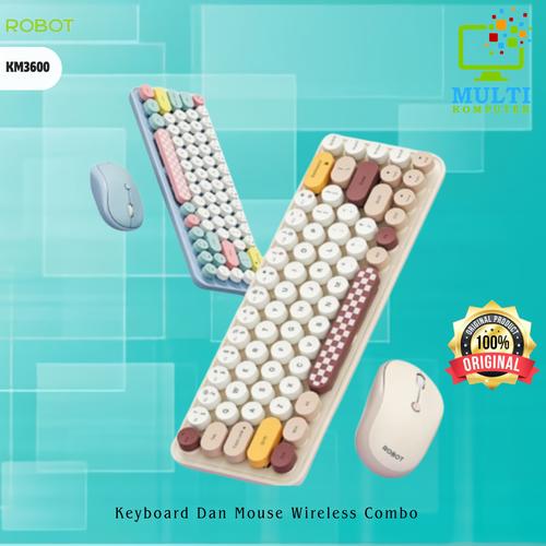 Jual Keyboard Dan Mouse Wireless Combo ROBOT KM3600 Pastel Colorful Set 2.4G Garansi 1 Tahun ...