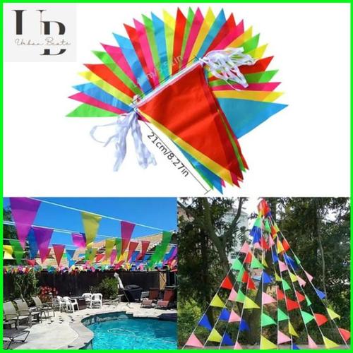 Jual 150pcs Bendera segitiga warna warni | Bendera kain pesta festival ...