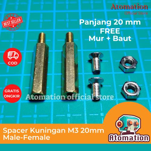 Jual Spacer PCB Besi Kuningan M3 Panjang 20mm 2cm Free Mur Baut - Kab ...