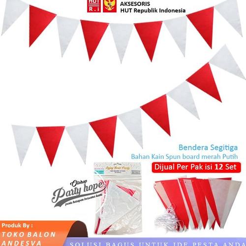 Jual ( isi 12 ) Bendera segitiga kain merah putih spunbond / flag hut ri - Jakarta Selatan ...