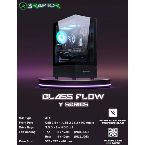 Jual SpaceX Casing mATX PC Case Gaming Raptor Glass Flow Y Black ...