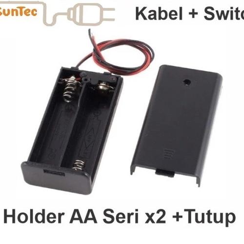 Jual Kotak Baterai Tutup 2 AA Tempat Batre 2AA Battery Holder Box Case ...