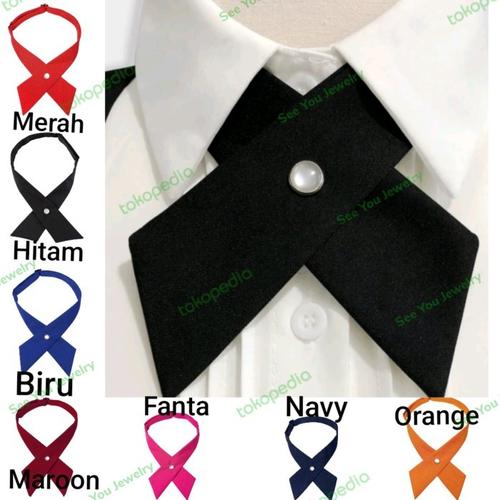 Jual Dasi Sekolah Wanita Kerja Model Kancing Silang / Woman Bowtie ...