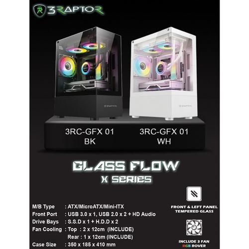 Jual SpaceX Casing mATX PC Case Gaming Raptor Glass Flow X - Hitam ...