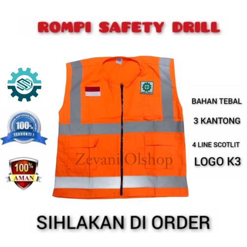 Jual Rompi Drill Orange / Rompi Safety Proyek Drill / Rompi Safety Logo ...