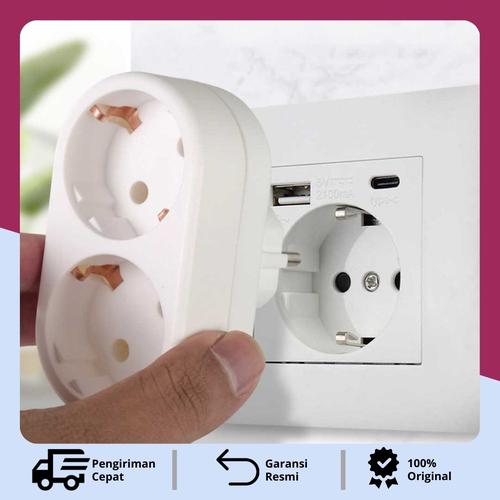 Jual Steker Listrik 2 Lubang Grounding Socket Extension 3500W 16A 250V ...