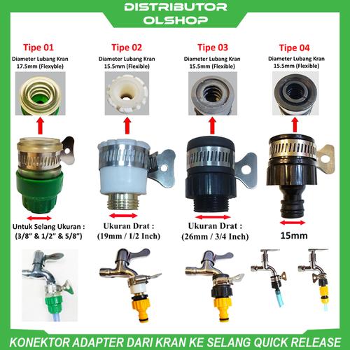 Jual Adaptor Konektor Quick Release Inlet Klem Selang Keran Air ...