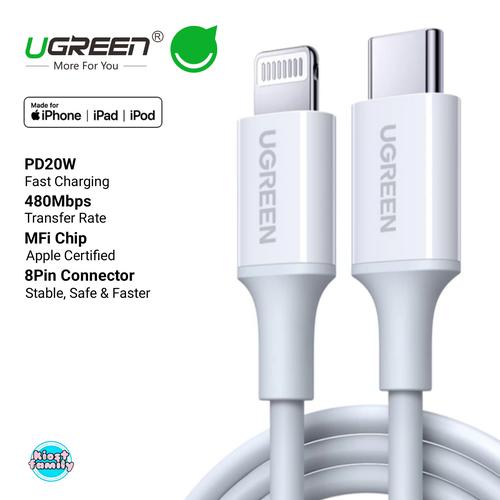 Jual Ugreen Kabel MFI USB Type C to Lightning Rubber Shell - Putih 1.5 Meter - Kota Bekasi ...