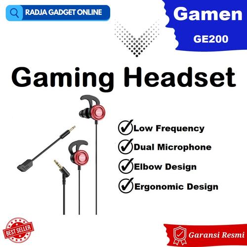Jual Gamen GE200 Headset Gaming Dual Microphone In-Ear Earphone - Kota ...