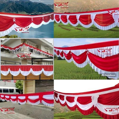 Jual Backdrop Bendera Kain Gelombang Merah Putih Dirgahayu HUT RI ...