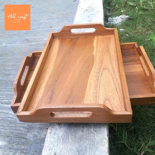 Jual wooden tray nampan kayu jati besar ukuran 32 x 42 - handle rata ...