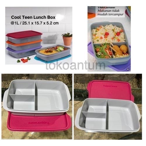 Jual Tempat Makan bersekat Tupperware Coolteen Lunch set - Tutup Orange ...