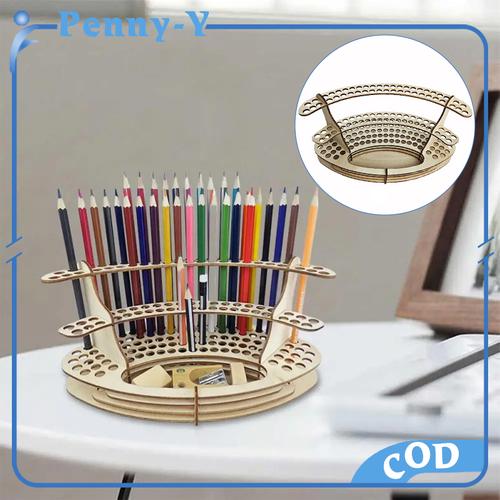 Jual 1set Wooden Pencil Stand DIY Tempat Kuas Lukis Tempat Pensil Stand ...