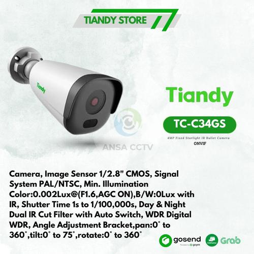 Jual TIANDY TC-C34GS 4MP Fixed Starlight IR Bullet Camera - Kota ...
