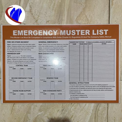 Jual Safety Poster Emergency Muster List impa 331512 - Kab. Bekasi ...