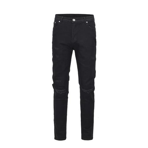 Jual UNBRANDED Pre Washed Jeans Ripped Slim Fit Black - - Schon ...